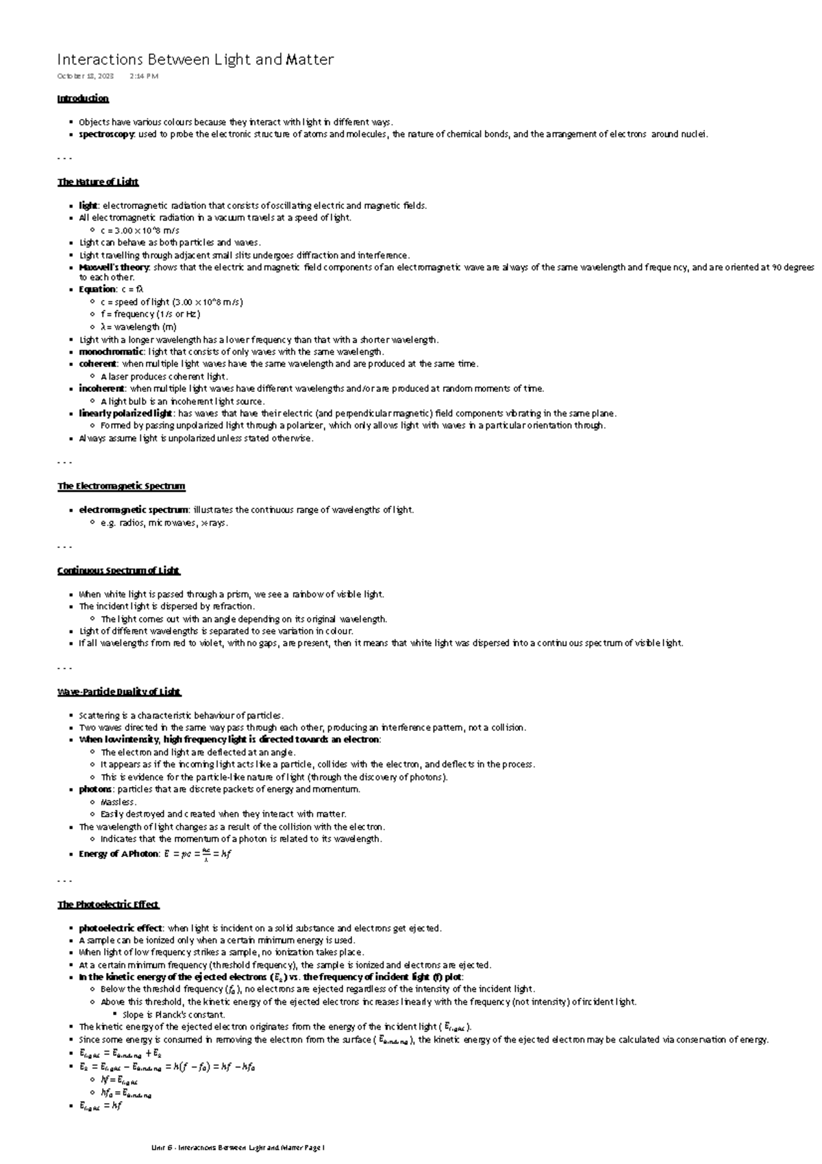 Unit 6 - Interactions Between Light and Matter - Introduction - Objects have various colours ...
