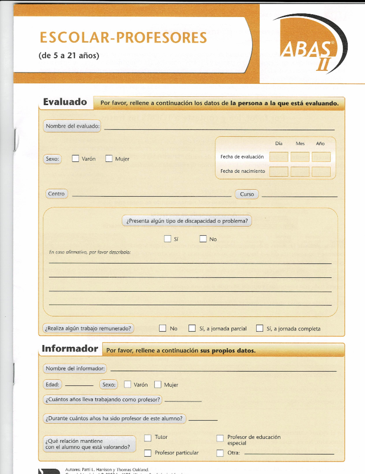 Abas II Escolar Profesores - Evaluación y diagnostico neuropsicologic ...