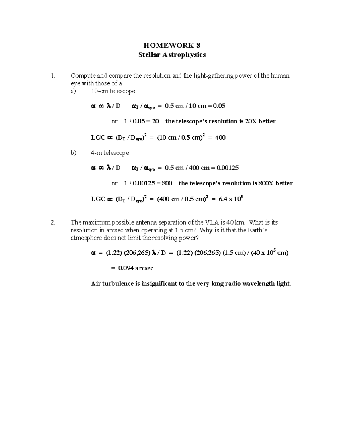 Solutions 08 - HOMEWORK 8 Stellar Astrophysics Compute and compare the ...