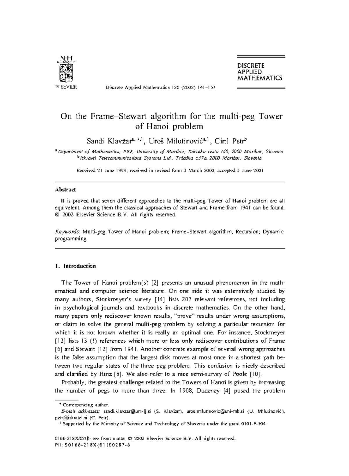 Hanoi - apuntes - Discrete Applied Mathematics 120 (2002) 141– On the ...