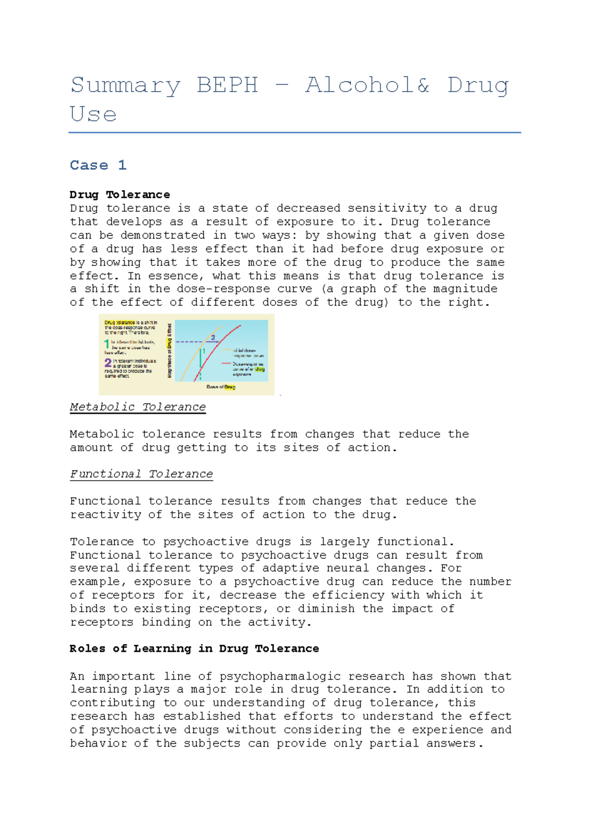 Summary Alcohol and Drug Use as a Health Problem - Summary BEPH ...