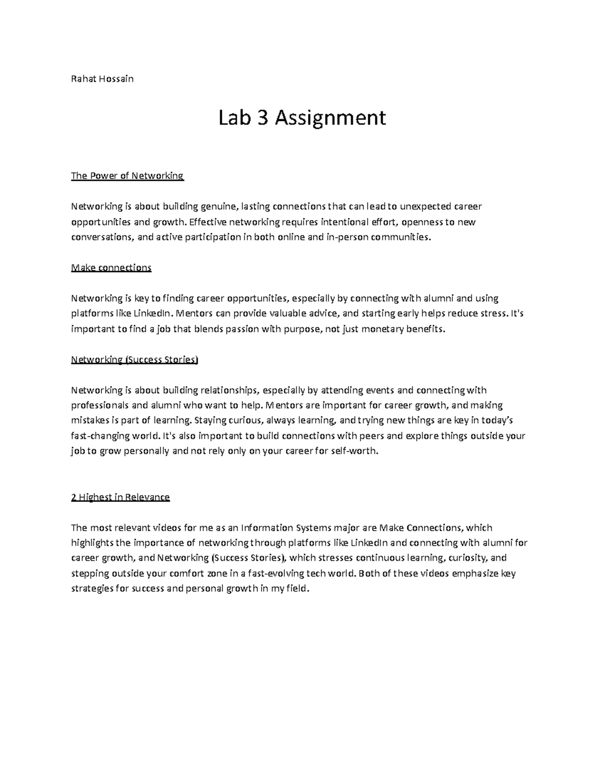 Lab 3 Assignemnt - LAB 3 - Rahat Hossain Lab 3 Assignment The Power of ...