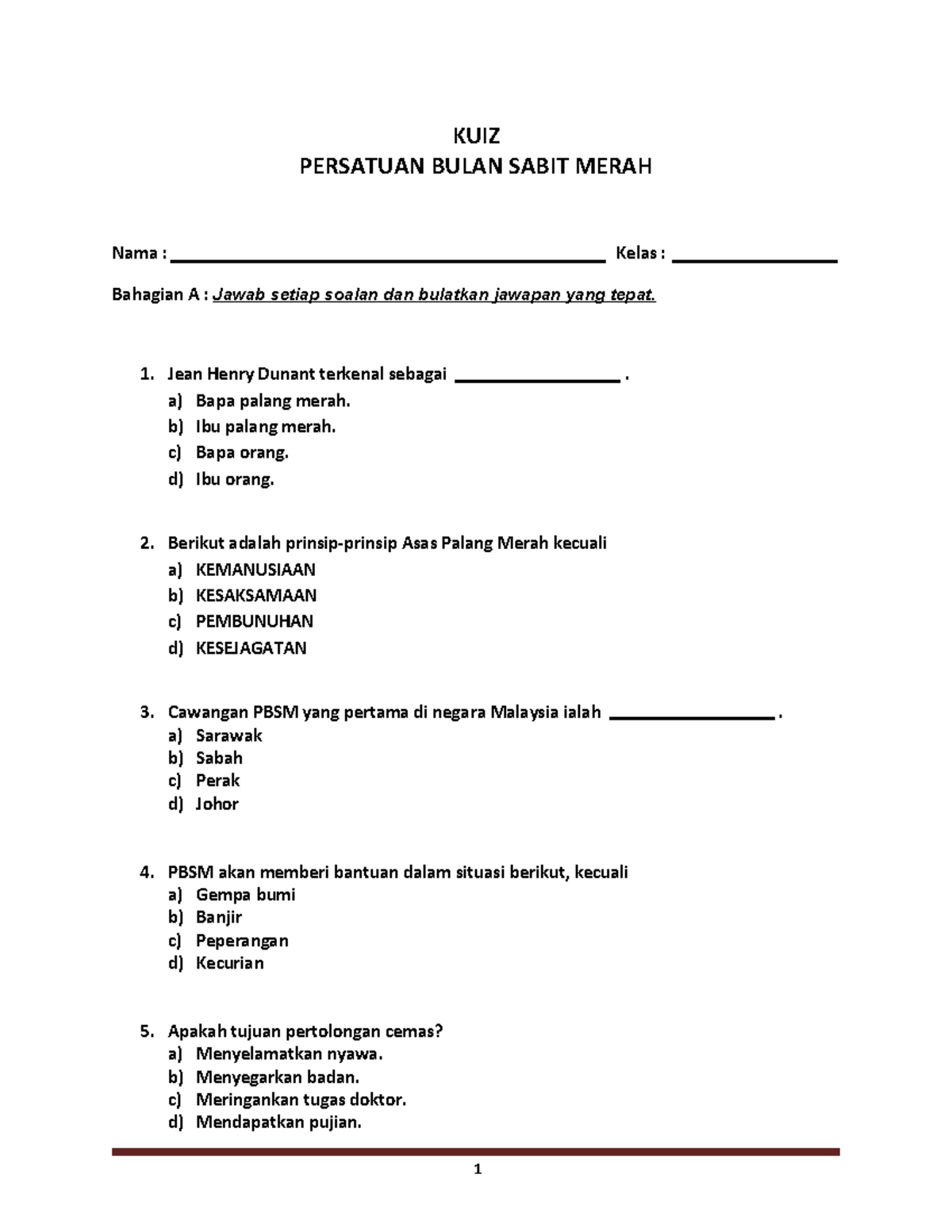 Kuiz bsmm - Extra Assignment for extra marks - 2011 KUIZ PERSATUAN ...