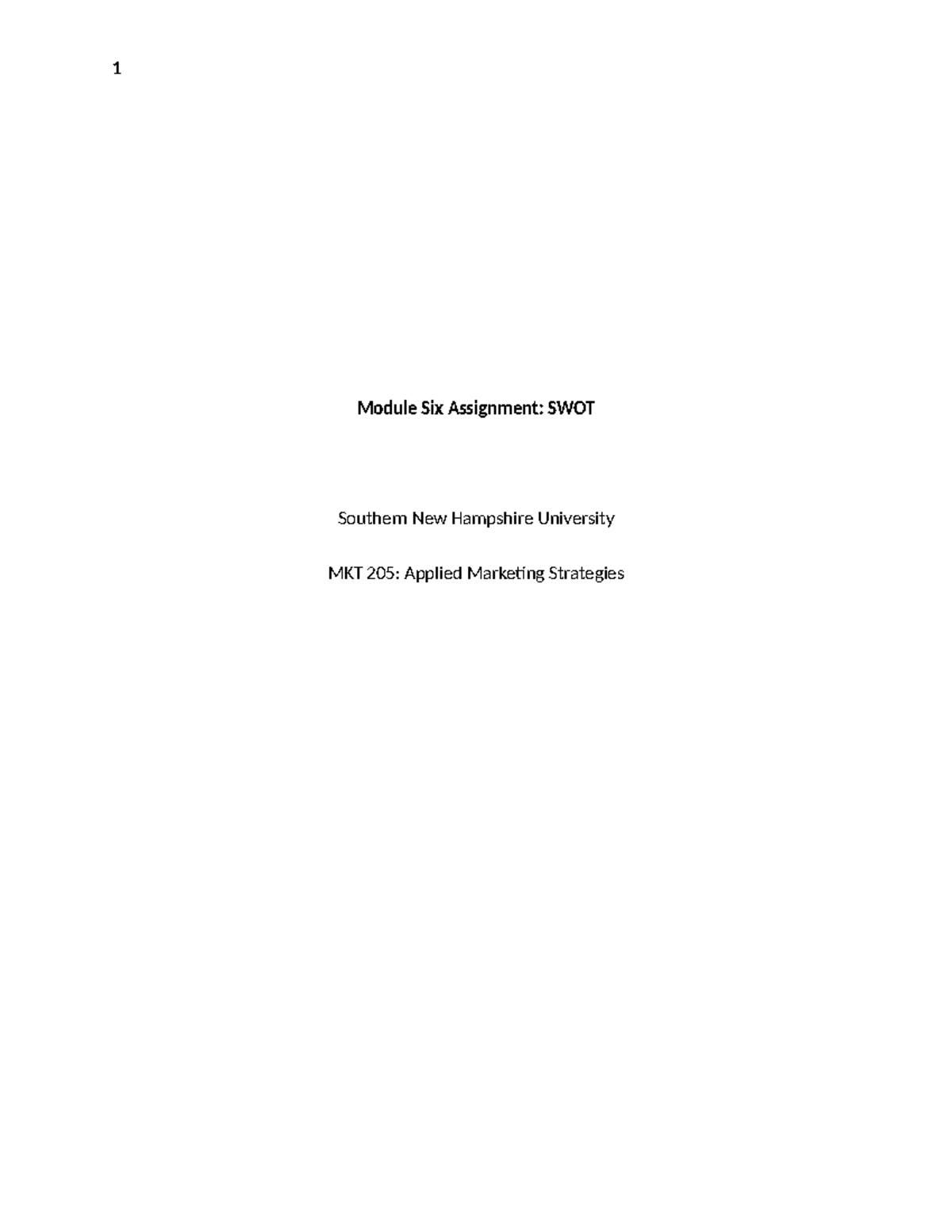 MKT205 SWOT - SWOT Analysis - 1 Module Six Assignment: SWOT Southern ...