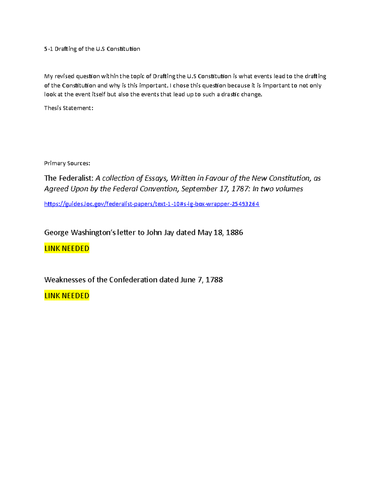 History 5-1 Discussion - 5-1 Drafting of the U Constitution My revised ...