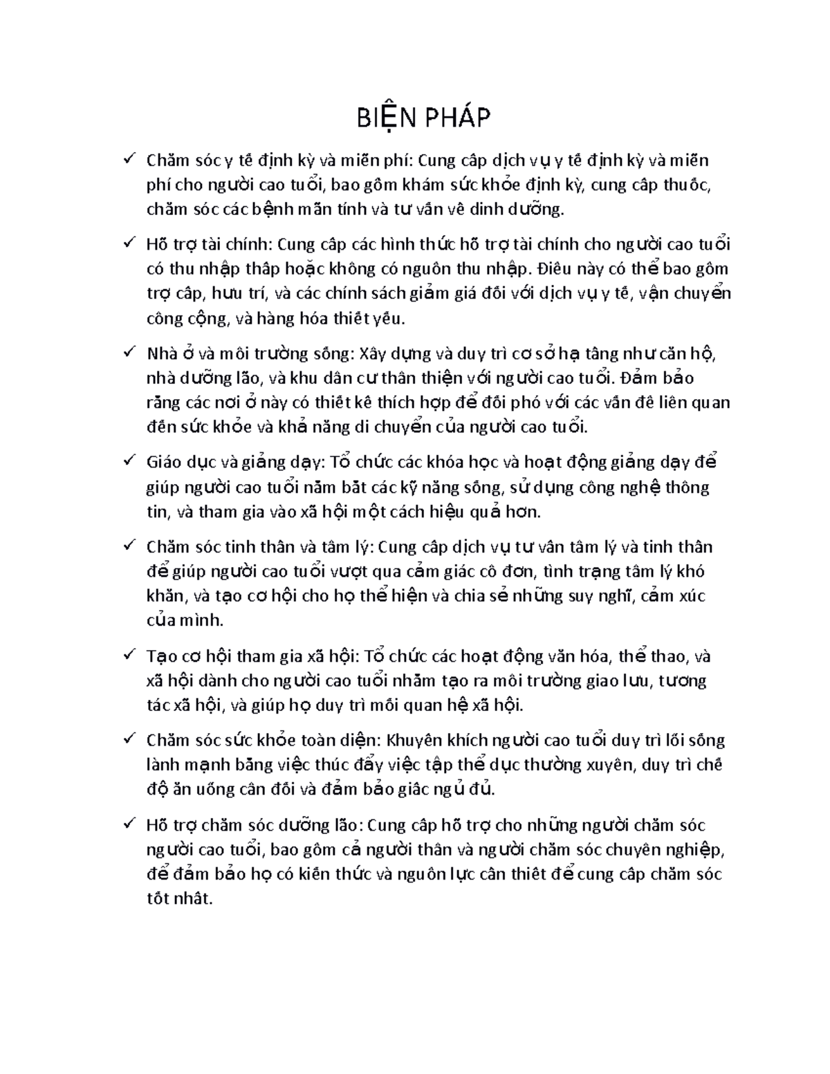 BIỆN PHÁP - buwarf - BI ỆN PHÁP Chăm sóc y tếế đ nh kỳ và miếễn phí: Cung cấếp d ch vị ị ụ y tếế ...