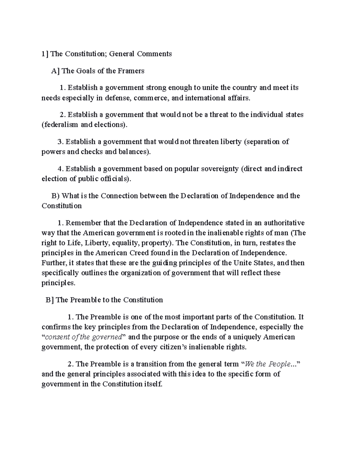Chapter 2 Notes - assignments - 1] The Constitution; General Comments A ...