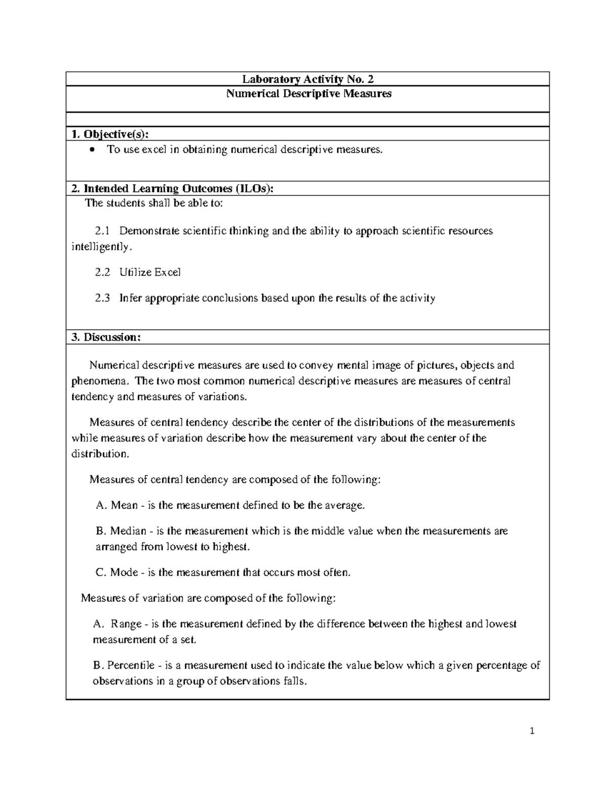 Laboratory Activity 2 Group 1 - Laboratory Activity No. 2 Numerical ...