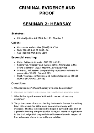 Seminar 5-Anonymous Witnesses and Bad Character Evidence - CRIMINAL ...