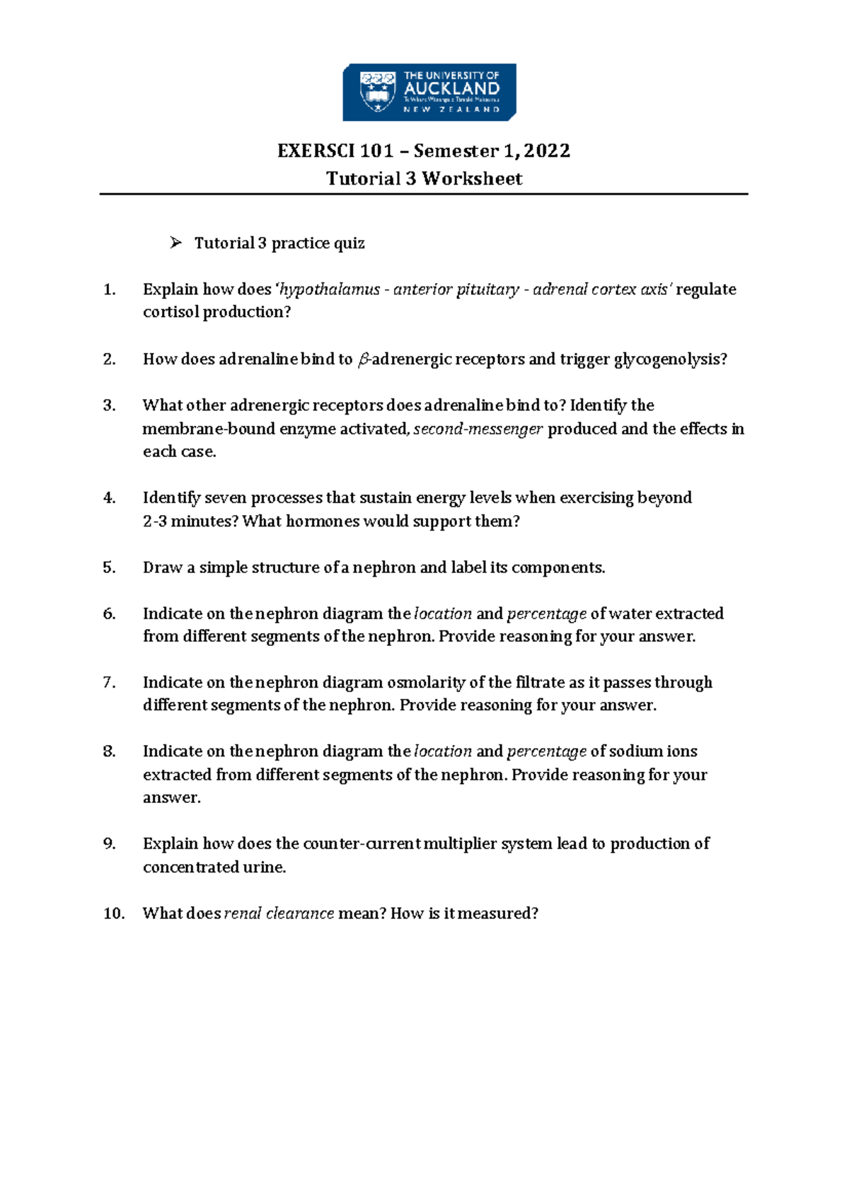 Tutorial 3 2022 - EXERSCI 101 – Semester 1, 2022 Tutorial 3 Worksheet ...