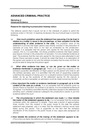 Workshop 1 - Police station log case narrative - ADVANCED CRIMINAL ...