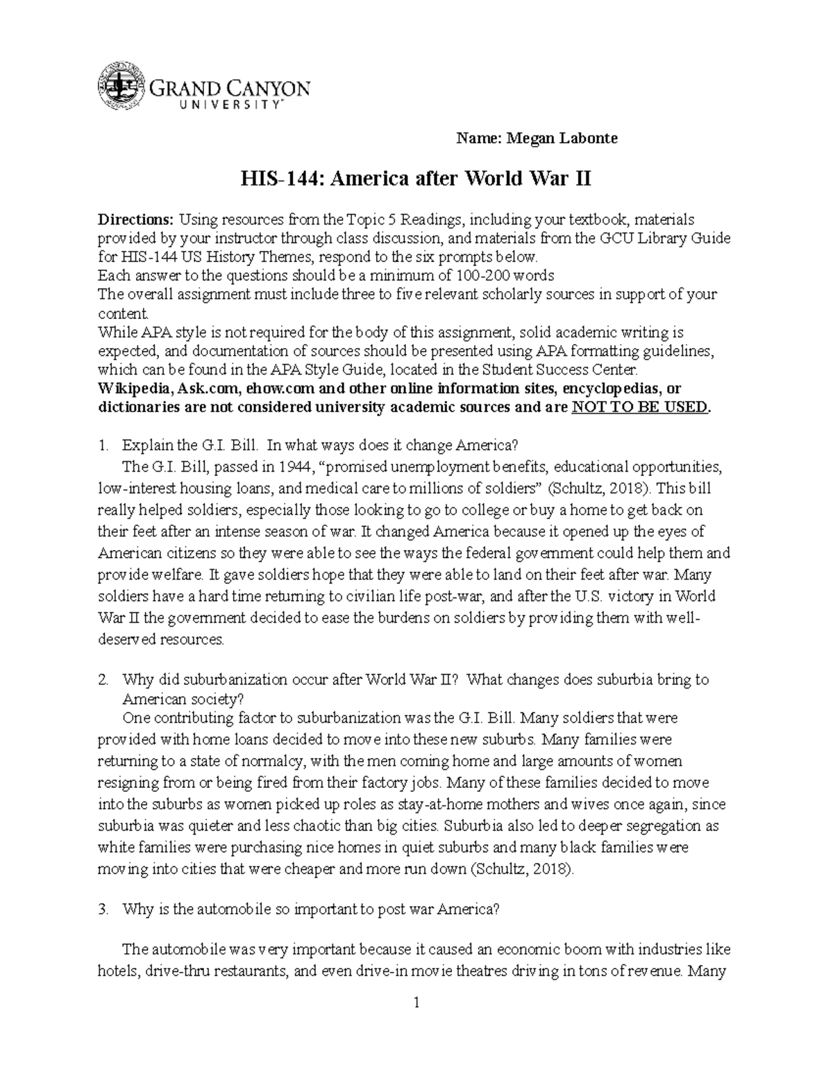 HIS-144-T5.America After WWII - Name: Megan Labonte HIS-144: America ...