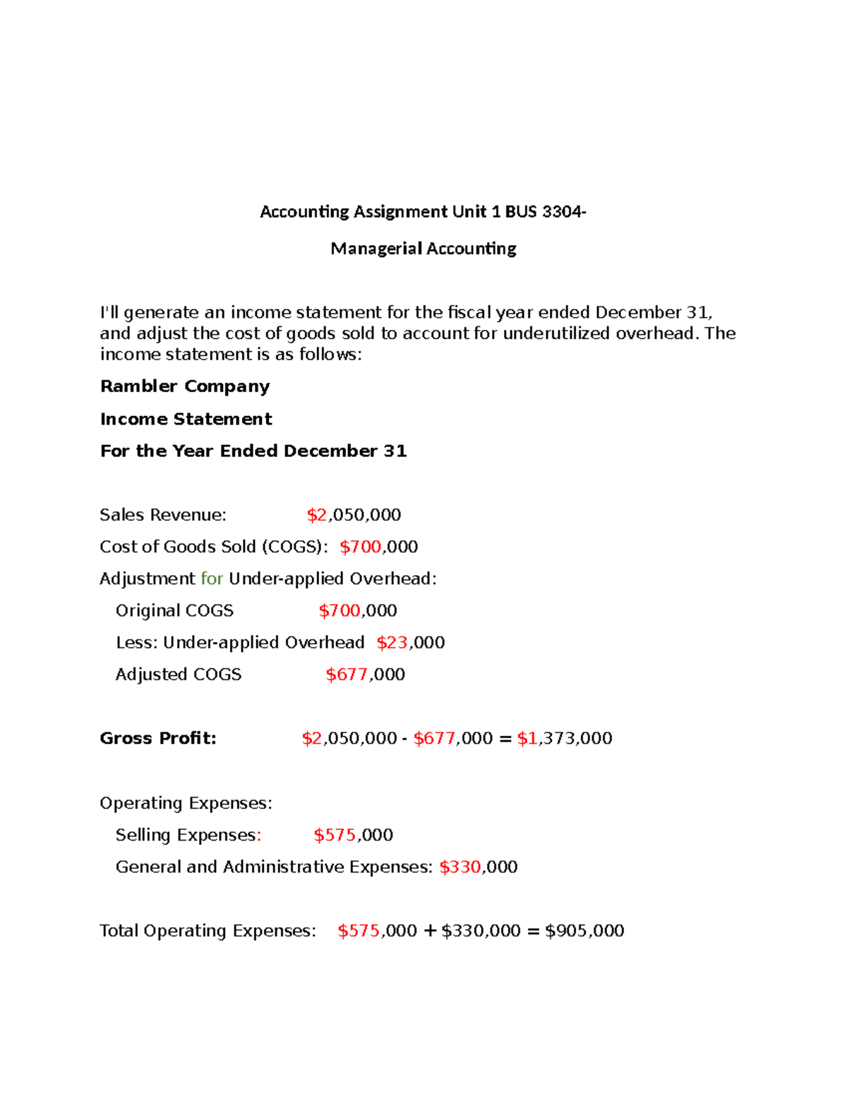 Accounting Assignment Unit 1 BUS 3304 - Accounting Assignment Unit 1 ...