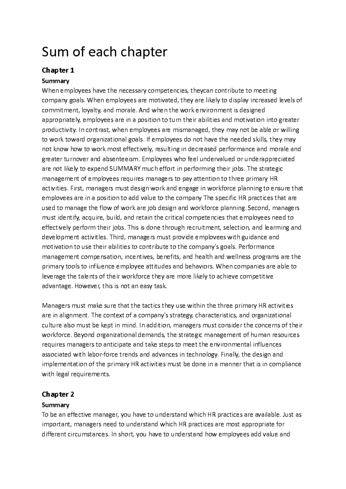 Sum of each chapter - Google Dokument - Sum of each chapter Chapter 1 ...