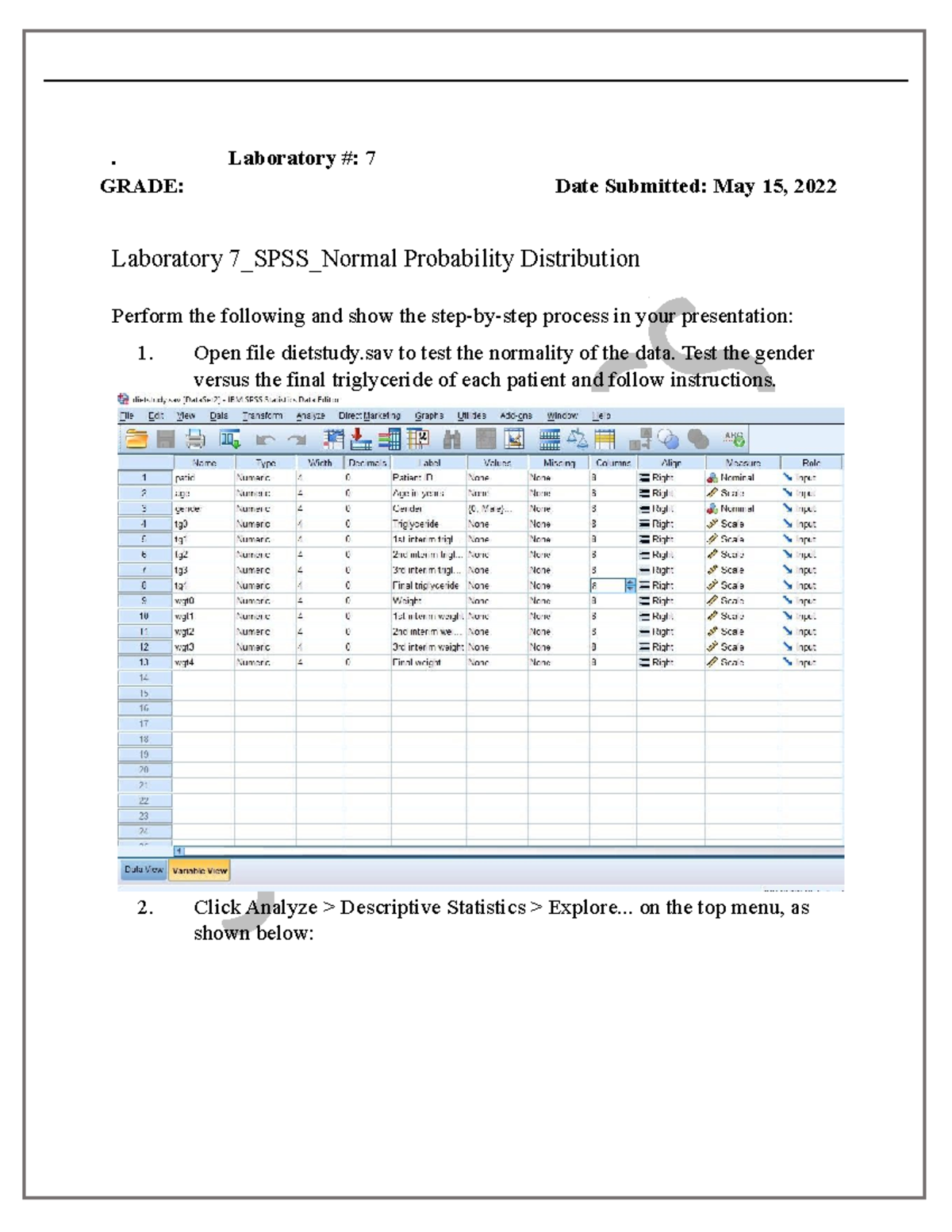 MAT122 18 Engineering Data Analysis Laboratory Act 7 - . Laboratory ...