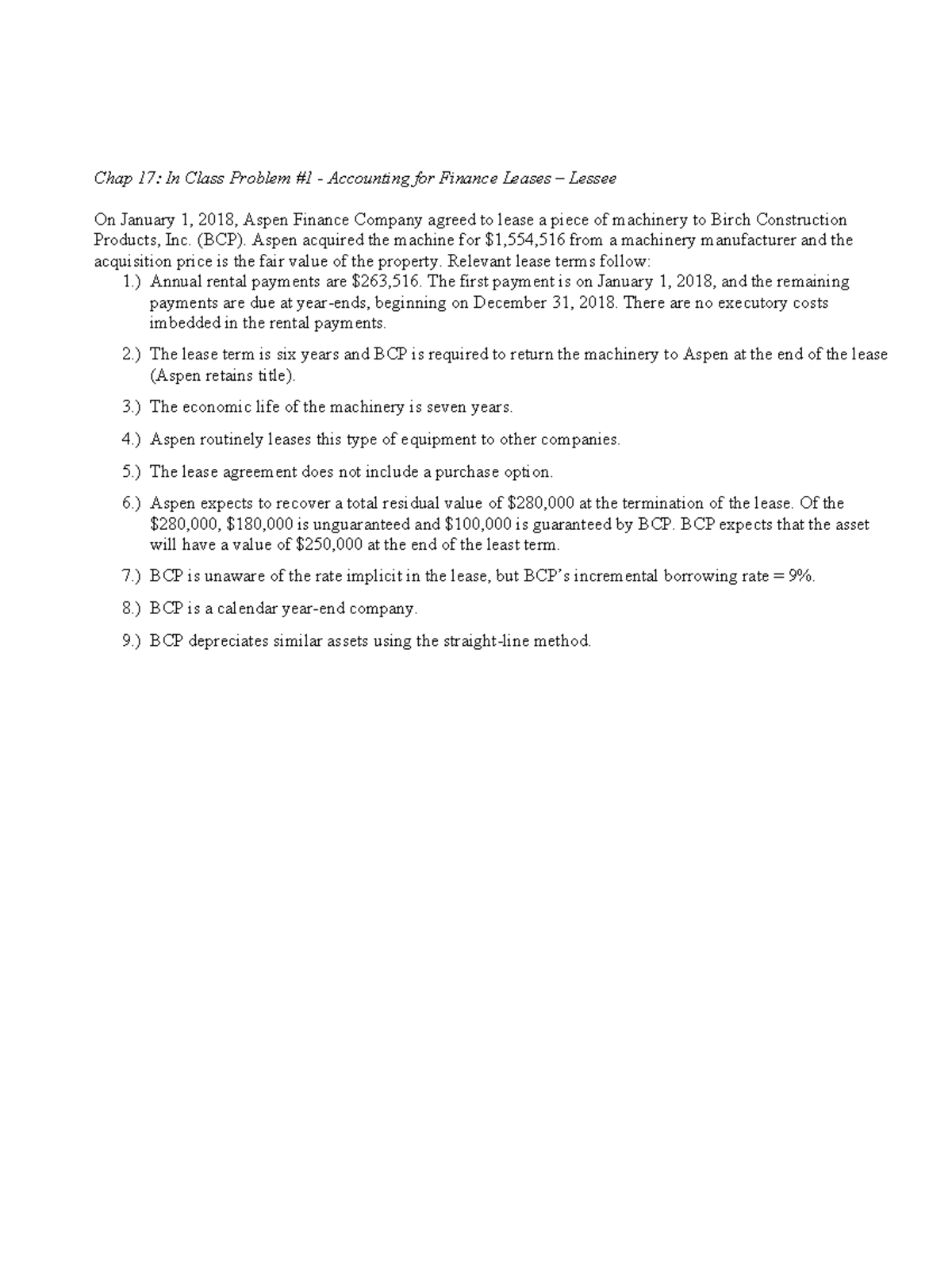 Midterm II (Handouts) - Chap 17: In Class Problem #1 - Accounting for ...