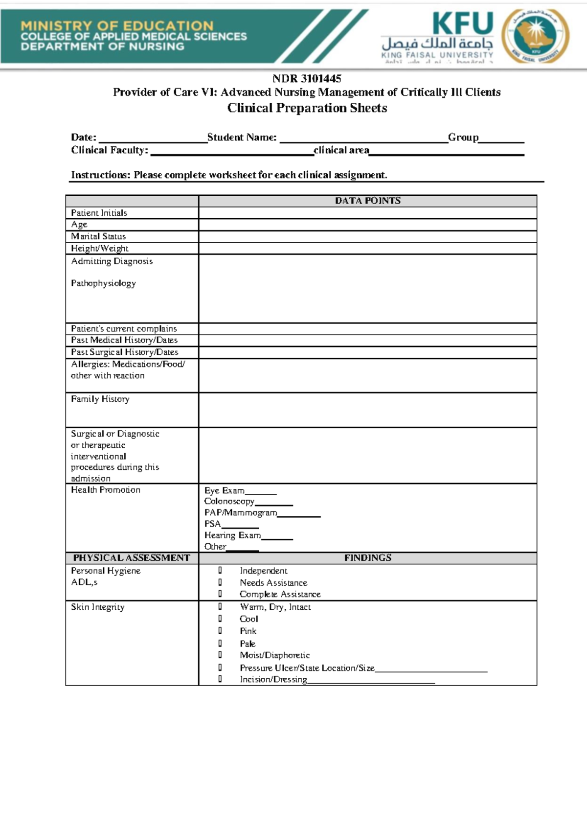 1-Preparation sheet - Final - NDR 3101445 Provider of Care VI: Advanced ...