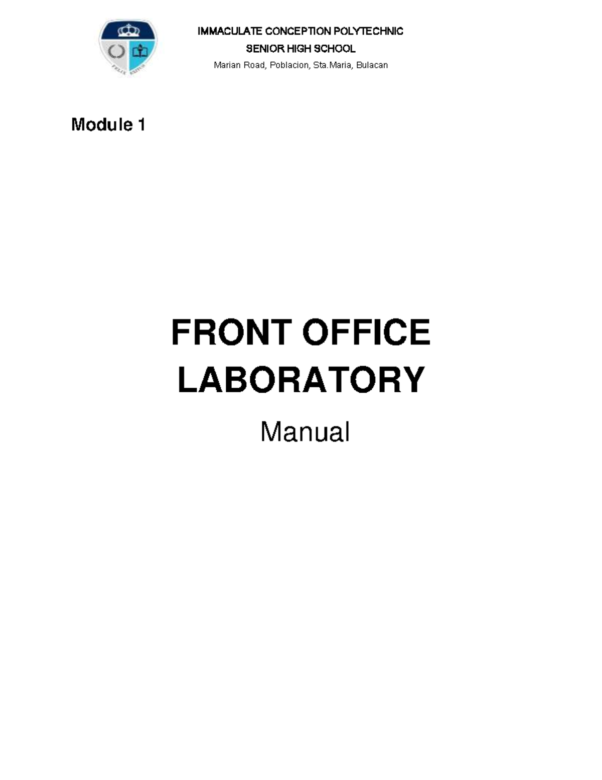 Module-1-F - IMMACULATE CONCEPTION POLYTECHNIC SENIOR HIGH SCHOOL ...