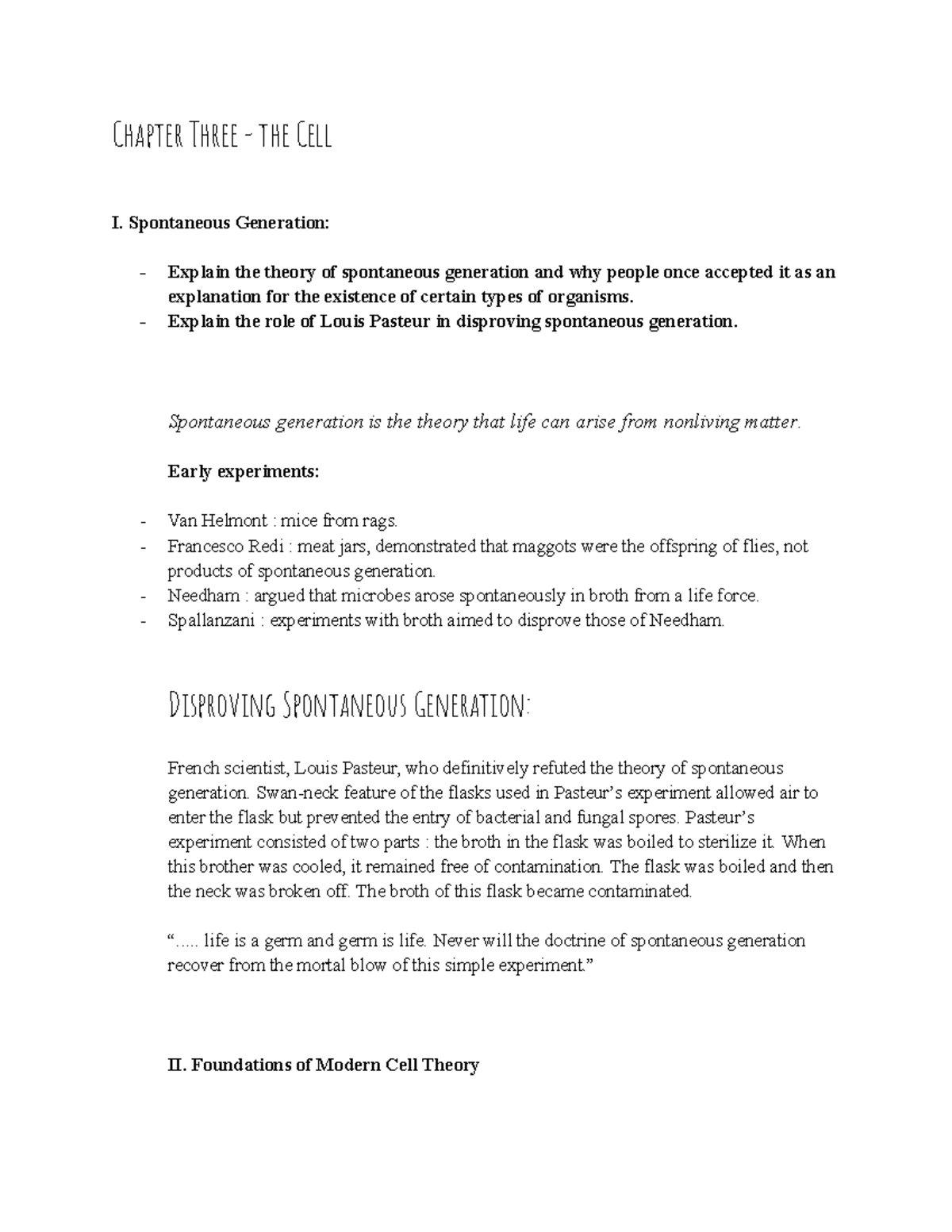 Chapter 3 - The Cell - the cell and what makes up it - Chapter Three ...