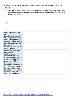 Assignment 2 - Learning AIM B-C Template - UNIT 4 - Managing an Event ...