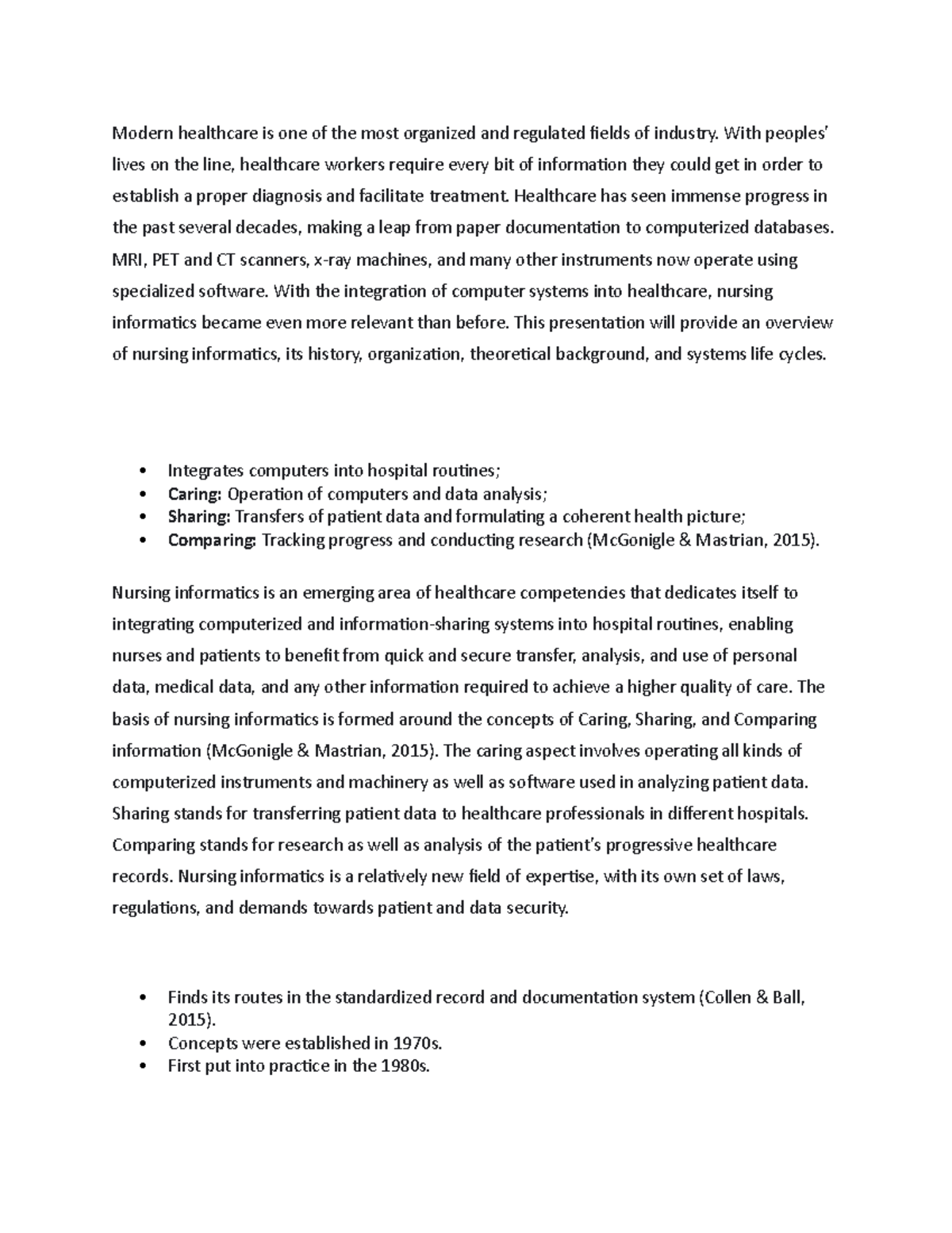 The caring aspect involves operating regulations - Modern healthcare is ...