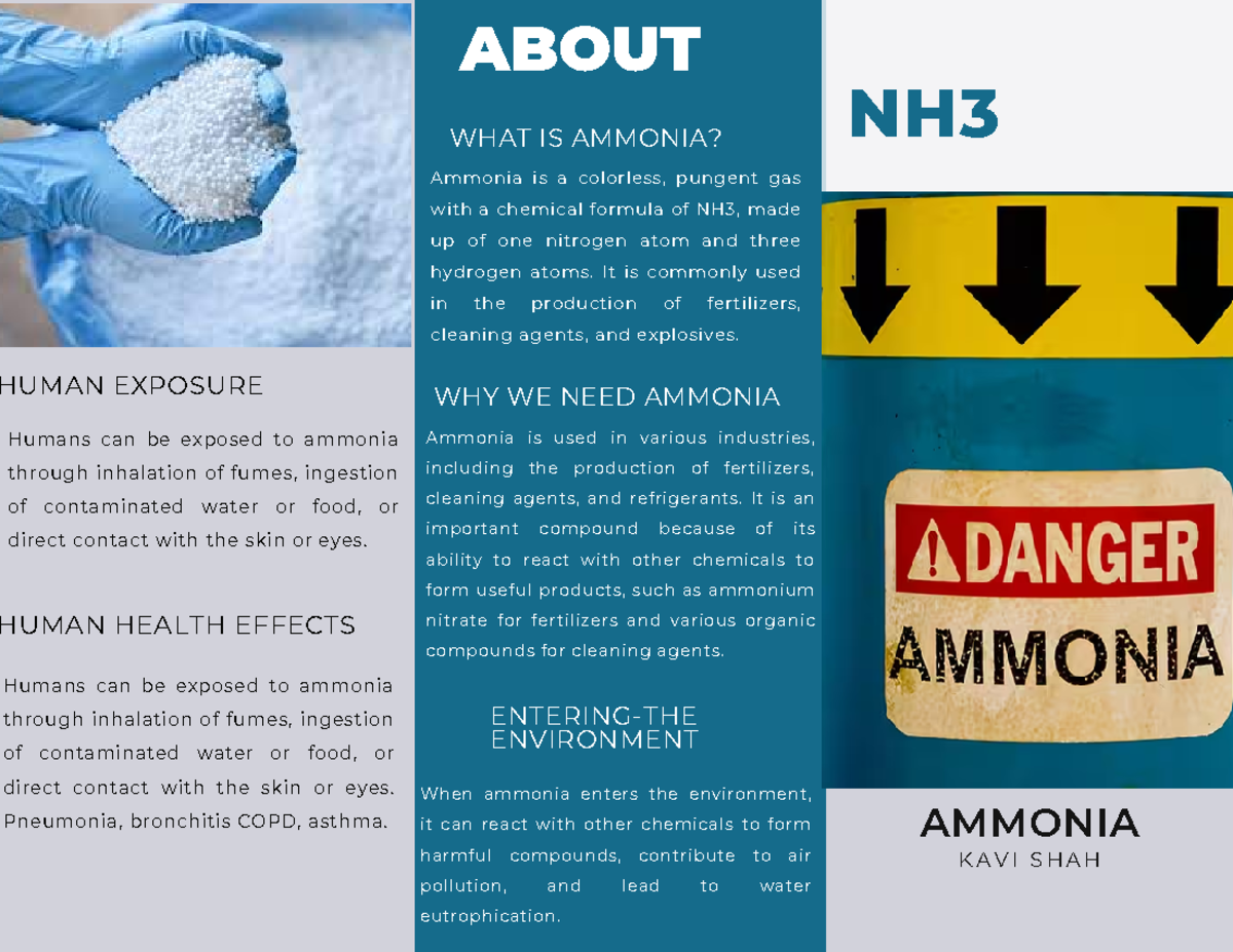 Ammonia - AMMONIA K A V I S H A H NH ABOUT WHAT IS AMMONIA? Ammonia is ...