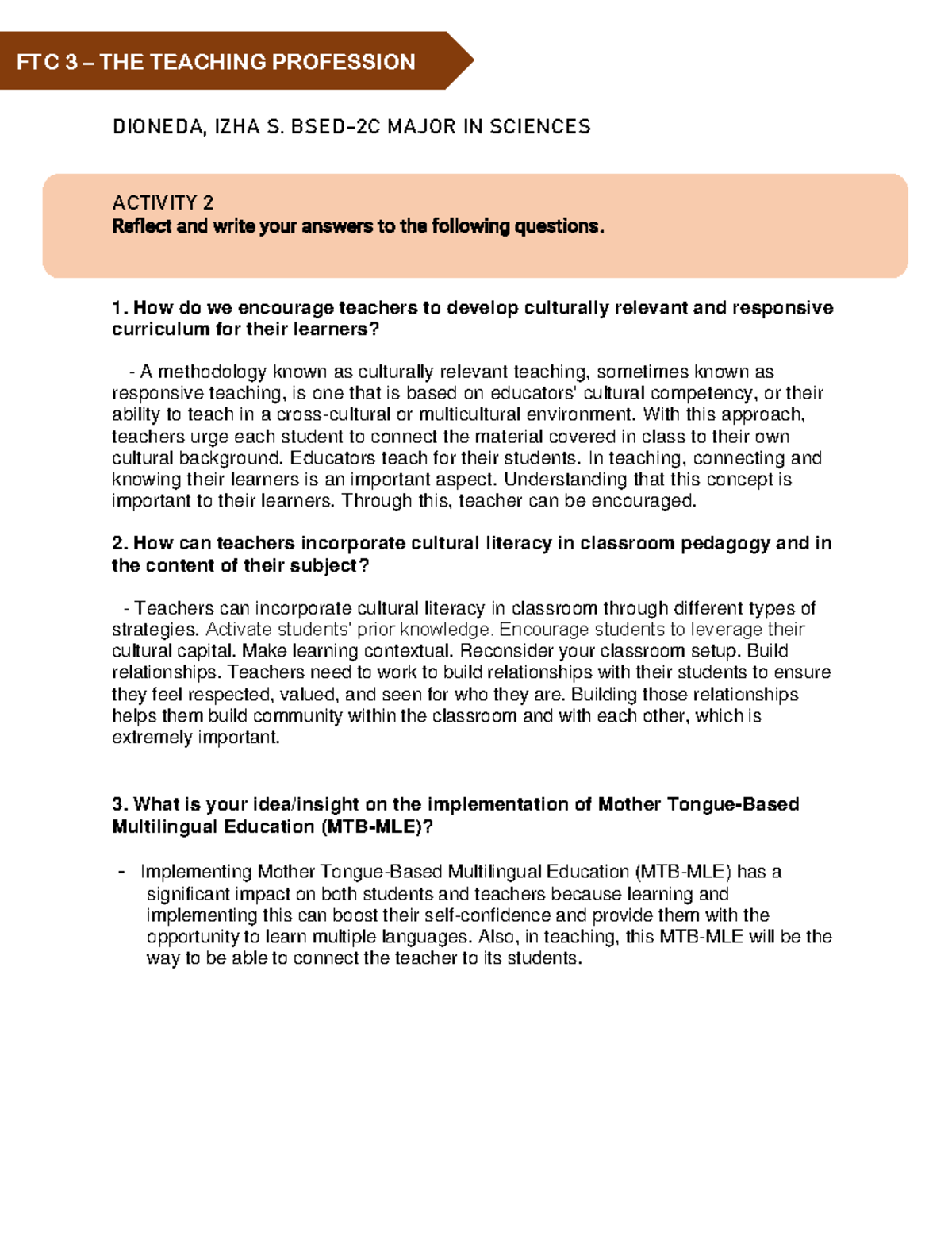 Dioneda IZHA S. BSED 2C - FTC3 ACT 2 - DIONEDA, IZHA S. BSED-2C MAJOR ...