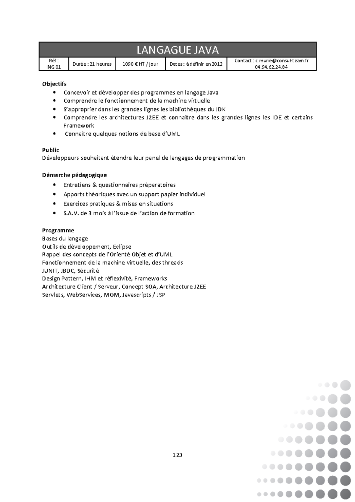 Langague JAVA Public Développeurs souhaitant éten 230226 225445 ...