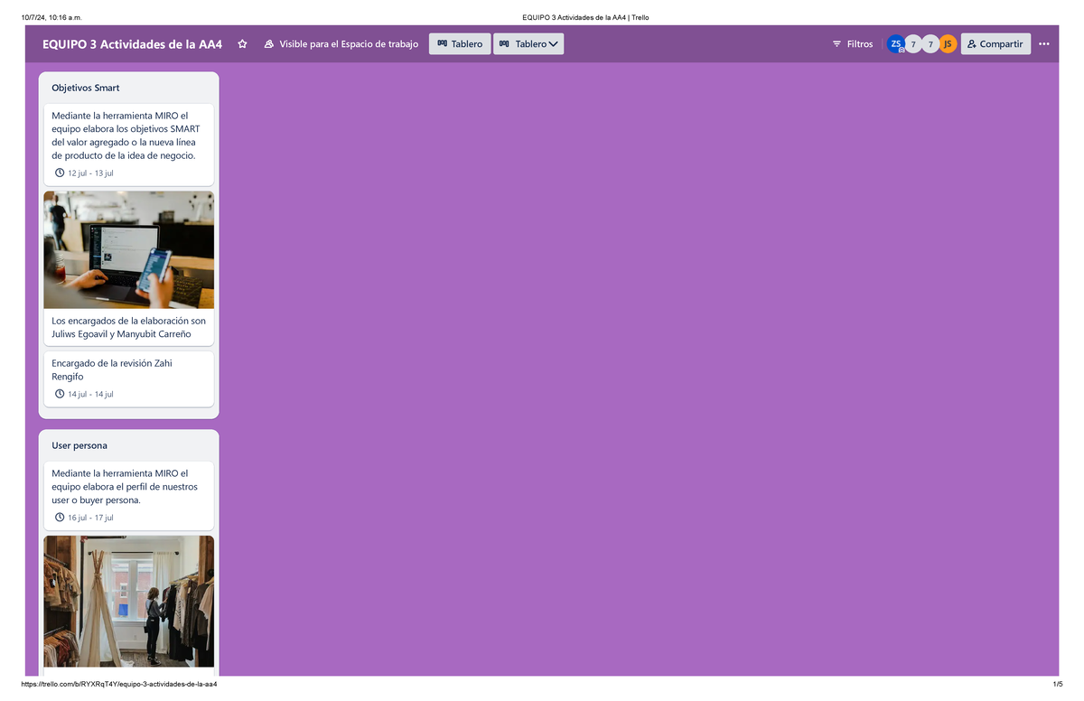Equipo 3 Actividades de la AA4 Trello - EQUIPO 3 Actividades de la AA4 Visible para el Espacio ...