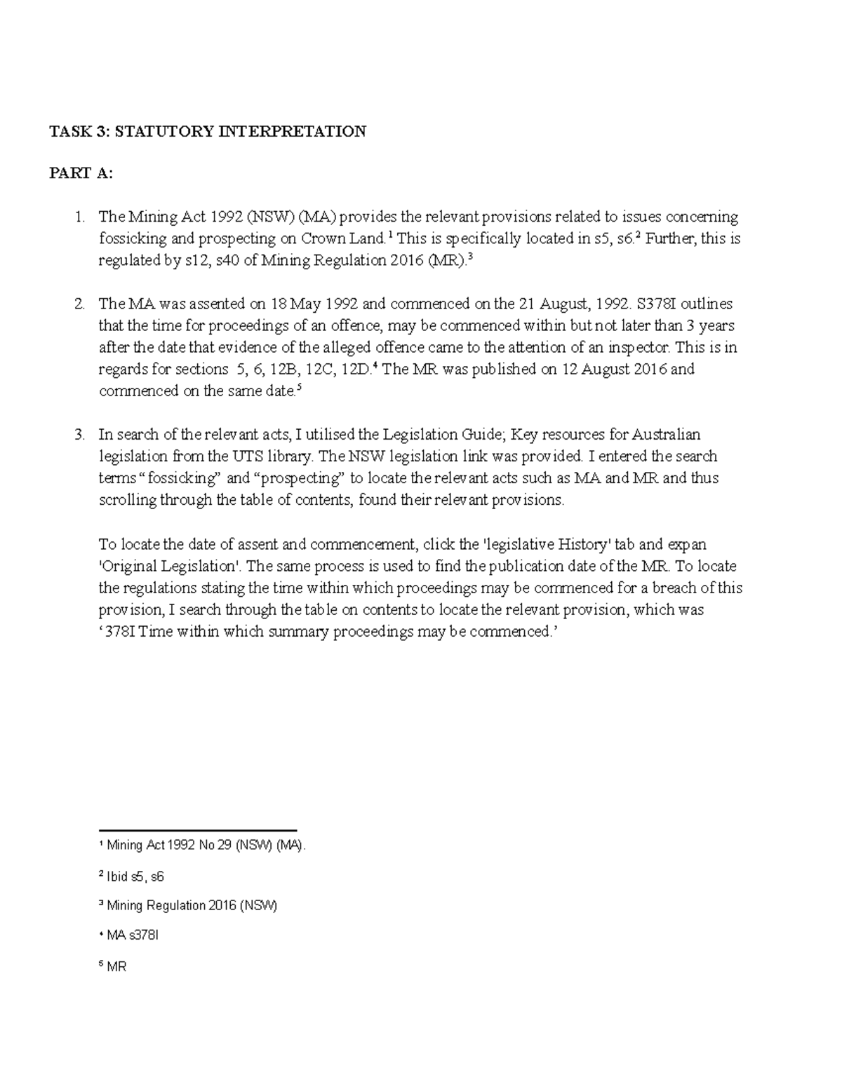 Task 3 Statutory Interpretation - TASK 3: STATUTORY INTERPRETATION PART ...