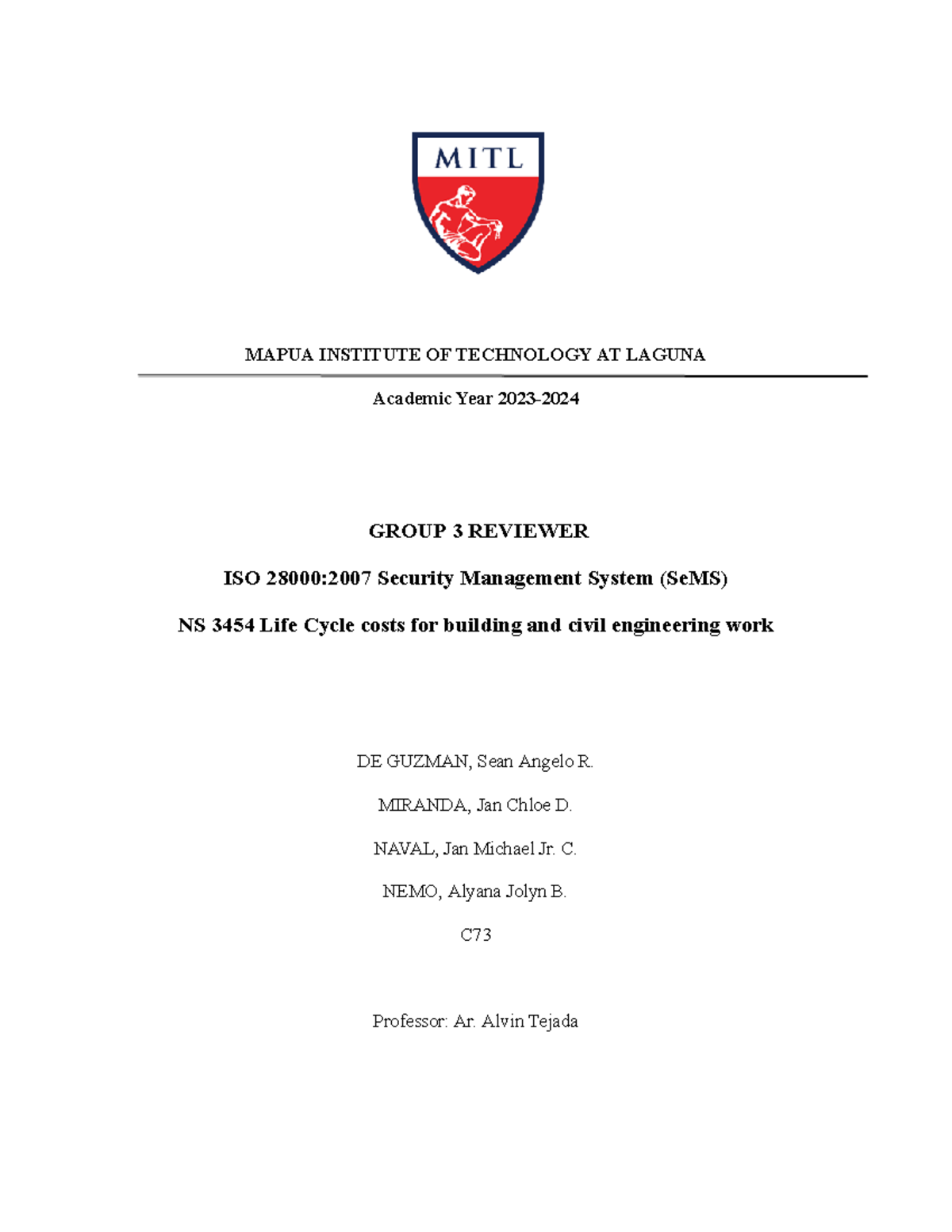 AR138-2 C73 Reviewer Group-3 - MAPUA INSTITUTE OF TECHNOLOGY AT LAGUNA ...