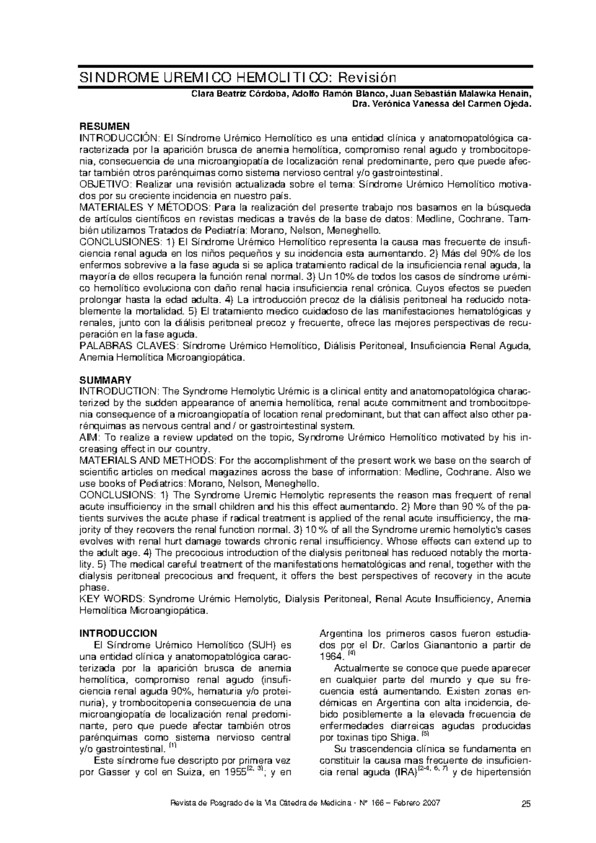 Sindrome uremico hemolitico - SI NDROME UREMI CO HEMOLI TI CO: Revisión ...