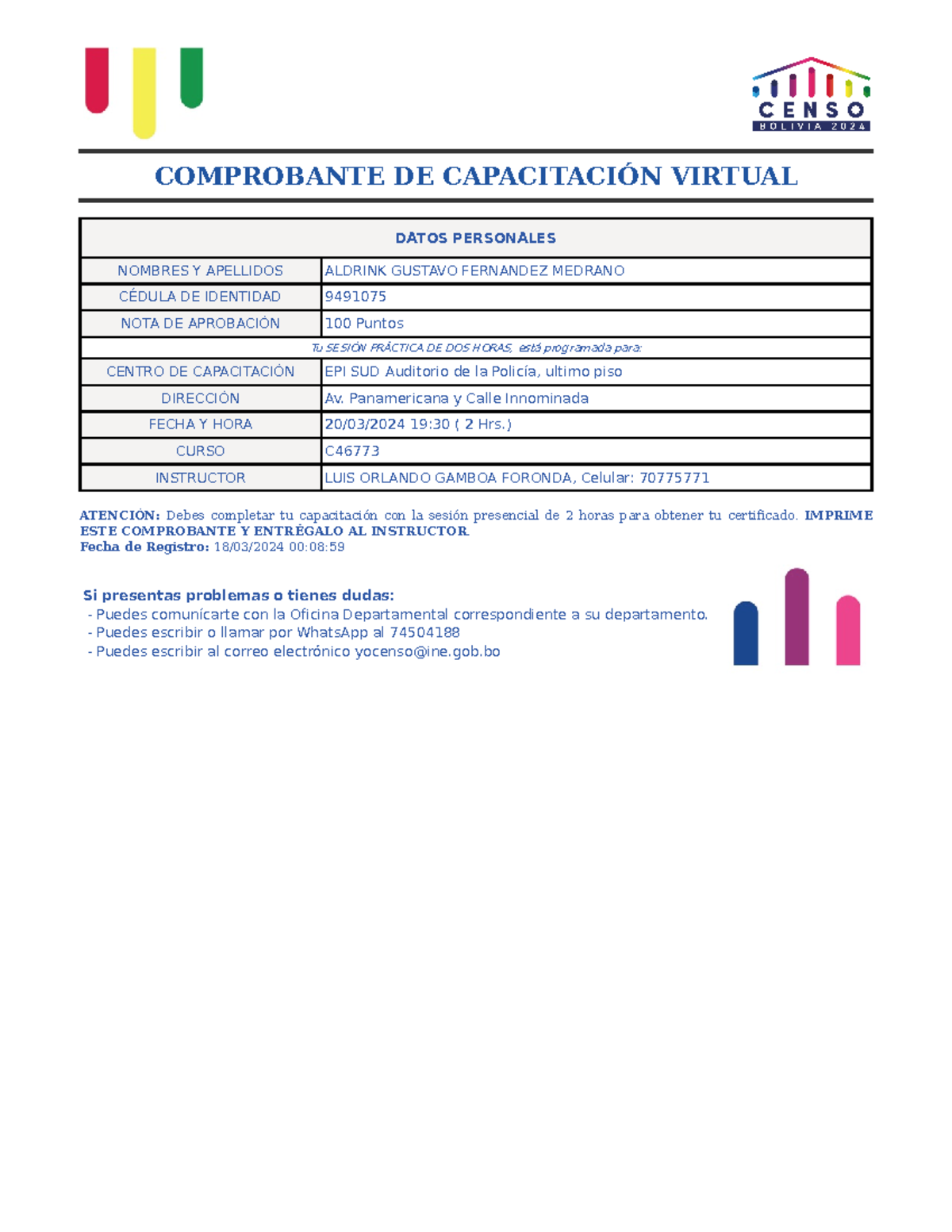 Formulario-capacitacion-virtual - COMPROBANTE DE CAPACITACIÓN VIRTUAL DATOS PERSONALES NOMBRES Y ...