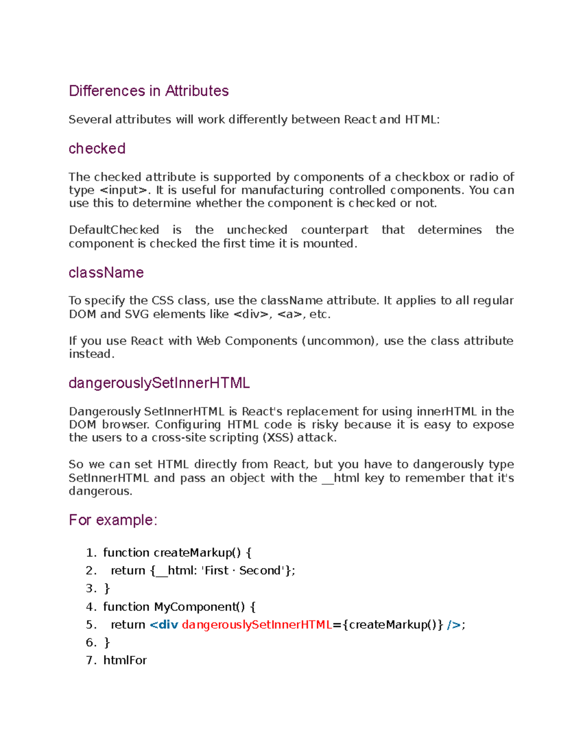 Differences in Attributes - Differences in Attributes Several ...