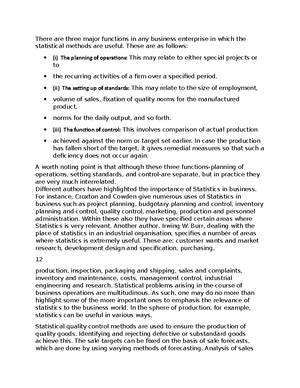 Business Statistics notes 1 - For a layman, ‘Statistics’ means ...
