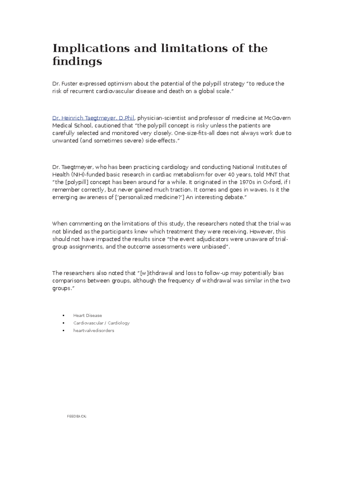 Implications and limitations of the findings - Fuster expressed ...