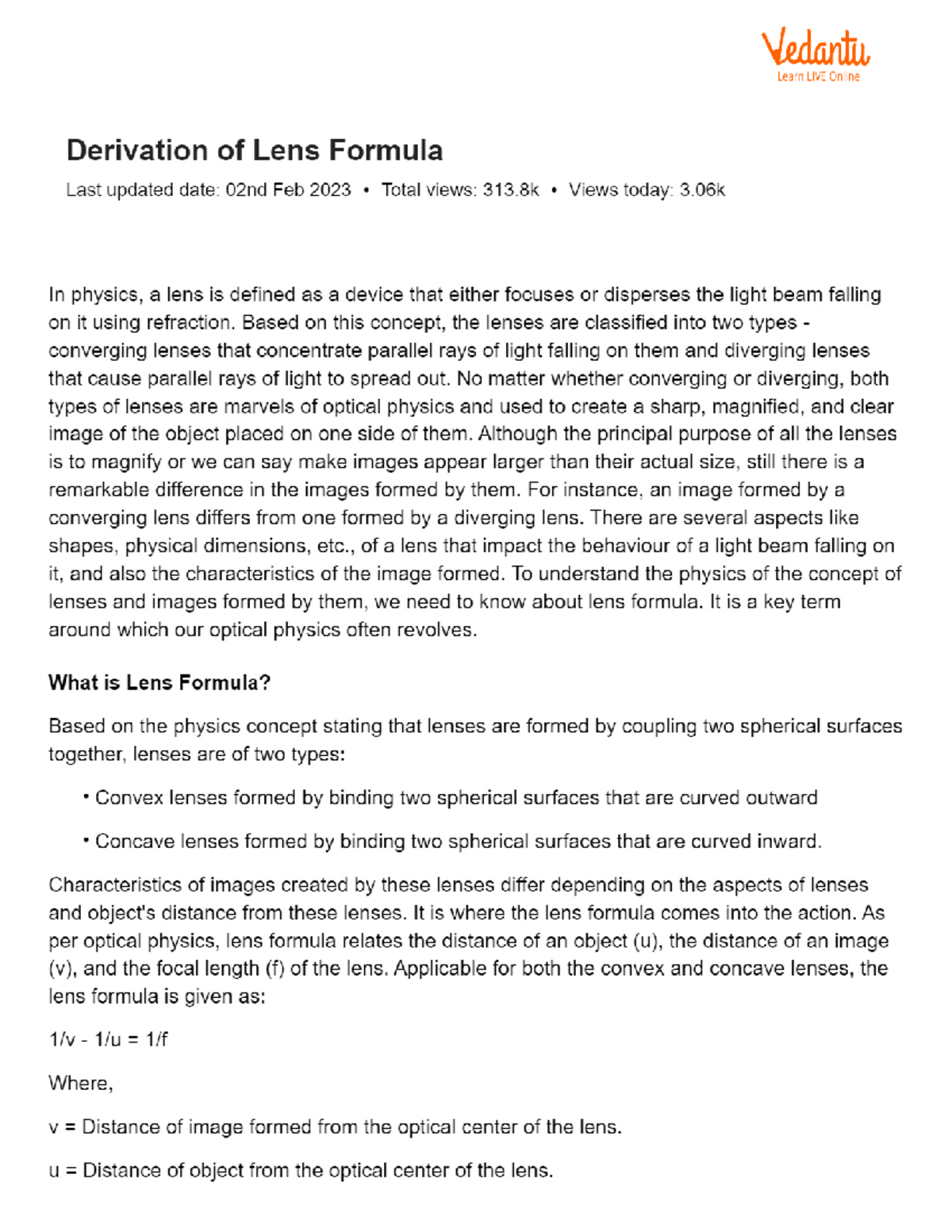 Derivation of Lens Formula - B.tech CSE - Studocu