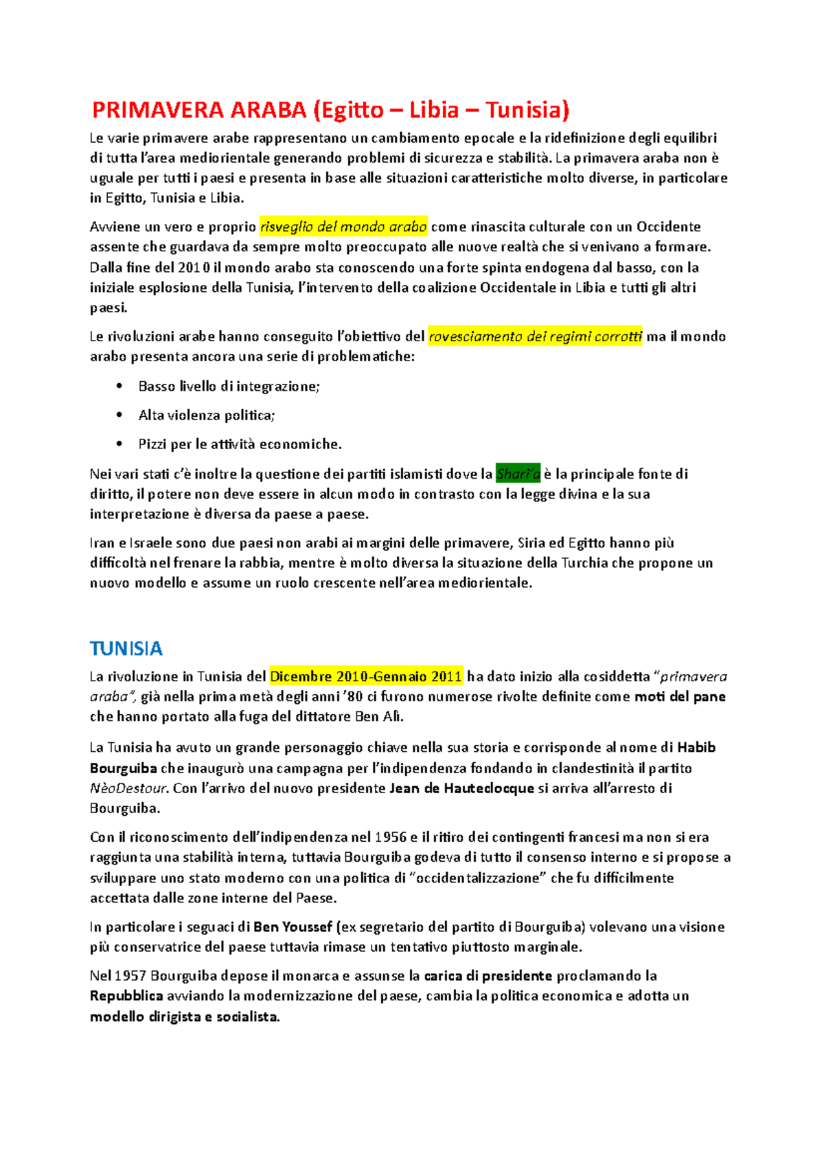 Primavera Araba - PRIMAVERA ARABA (Egitto – Libia – Tunisia) Le varie primavere arabe ...