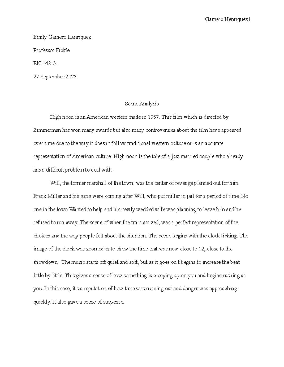 High Noon scene analysis final - Gamero Henriquez Emily Gamero ...