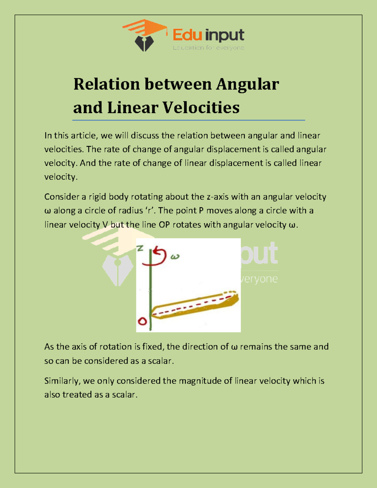 Pdf Notes Of Relation Between Angular And Linear Velocities Class 11 8192