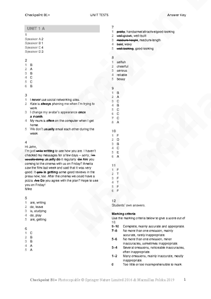 Checkpoint B2 Review Test 1 B - Review Test 1 B Units 1– Class ...