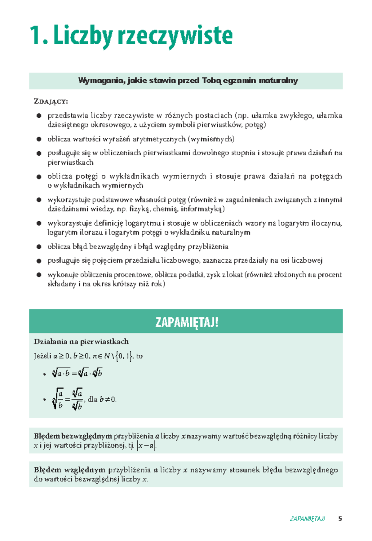 Liczby rzeczywiste - maturalne - ZAPAMIĘTAJ! 5 11. Liczby rzeczywiste ...
