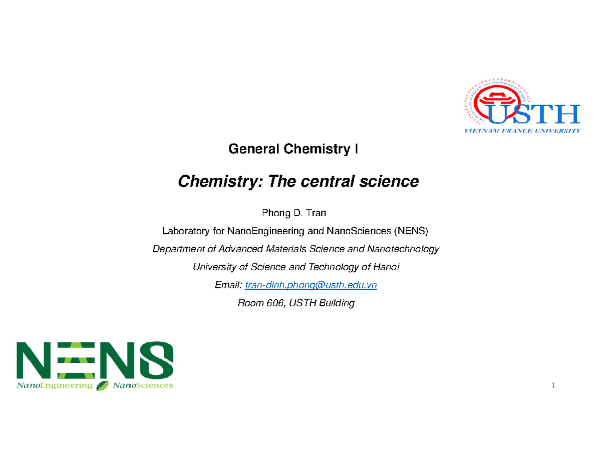 Lecture 3 Atoms - General Chemistry I Phong D. Tran Laboratory for ...