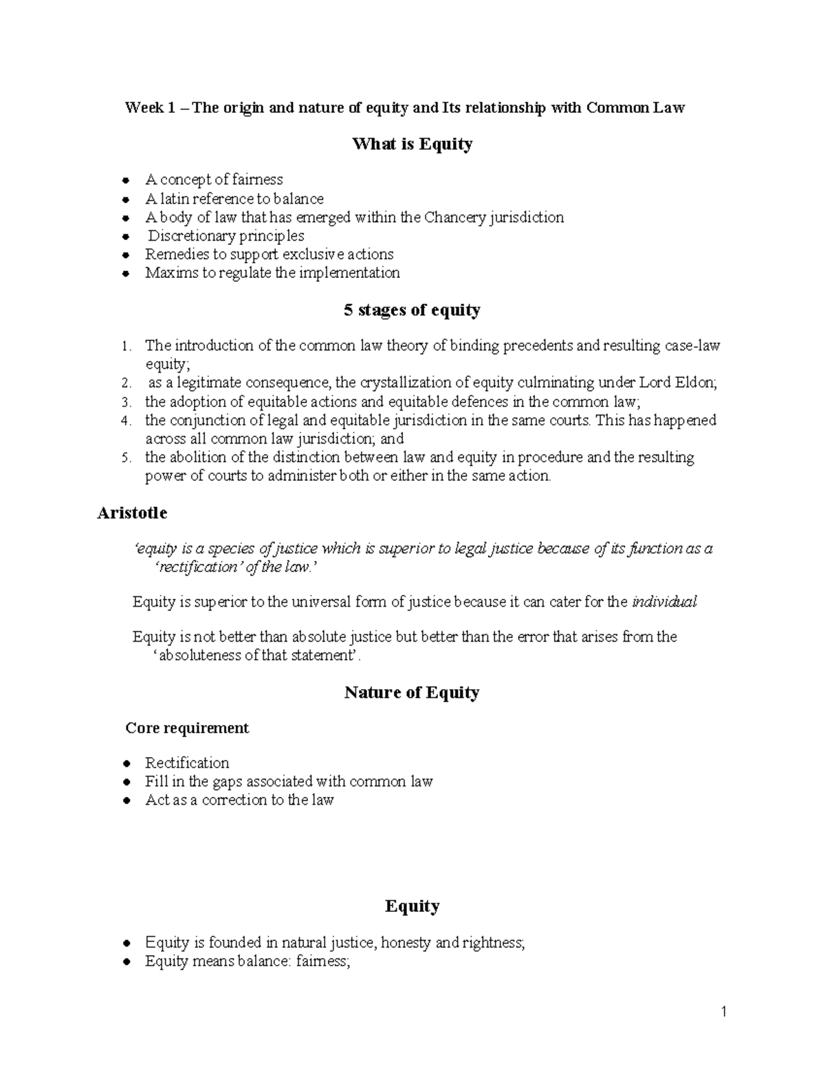 Equity and Trust - PPT Note - Week 1 – The origin and nature of equity ...