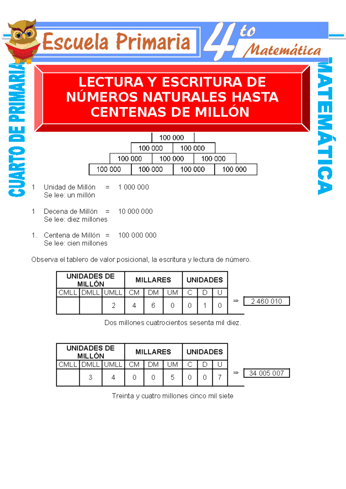 Numeros-Hasta-Centena-de-Millon-para-Cuarto-de-Primaria - de Primaria ...
