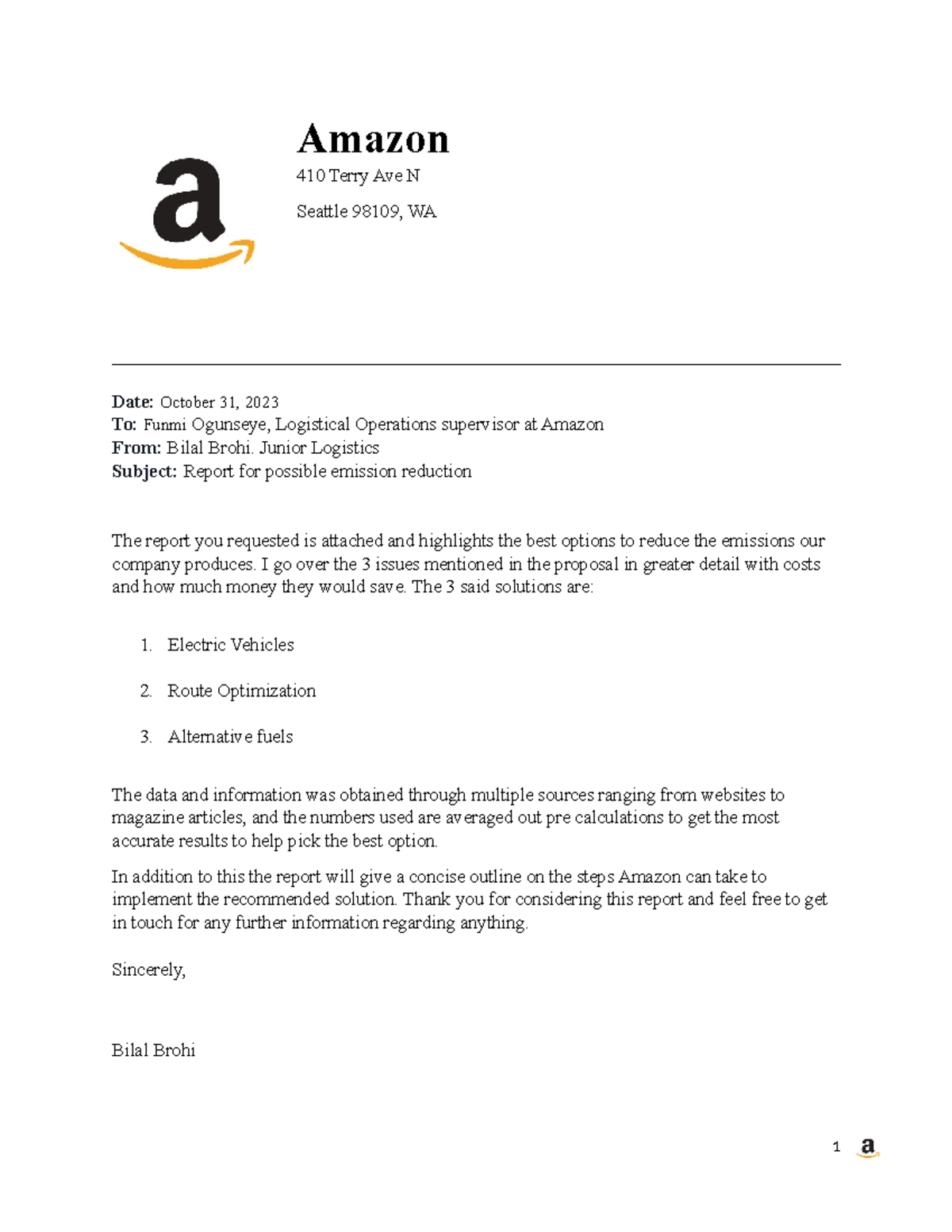 Amazon Report P2-1 - comm1850 assignment main - Amazon 410 Terry Ave N ...
