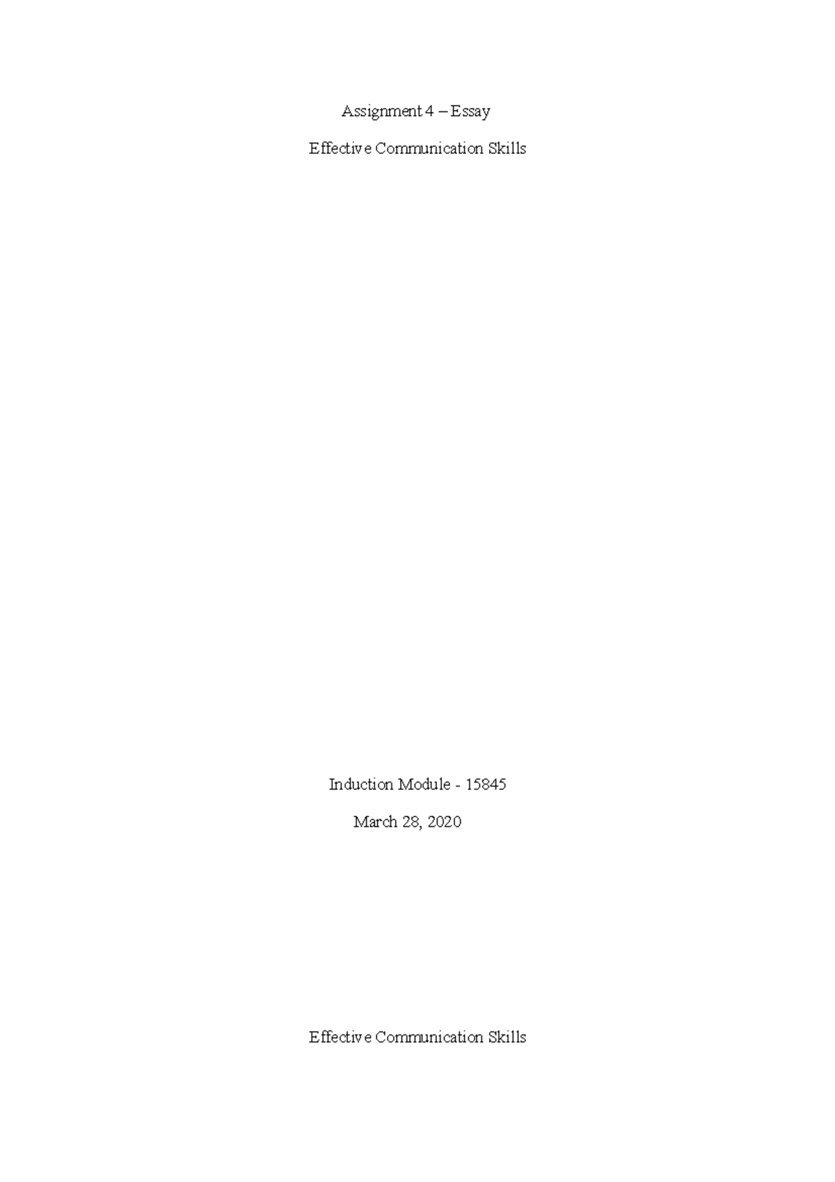 Assignment 4 - EFFECTIVE COMMUNICATION - Assignment 4 – Essay Effective ...