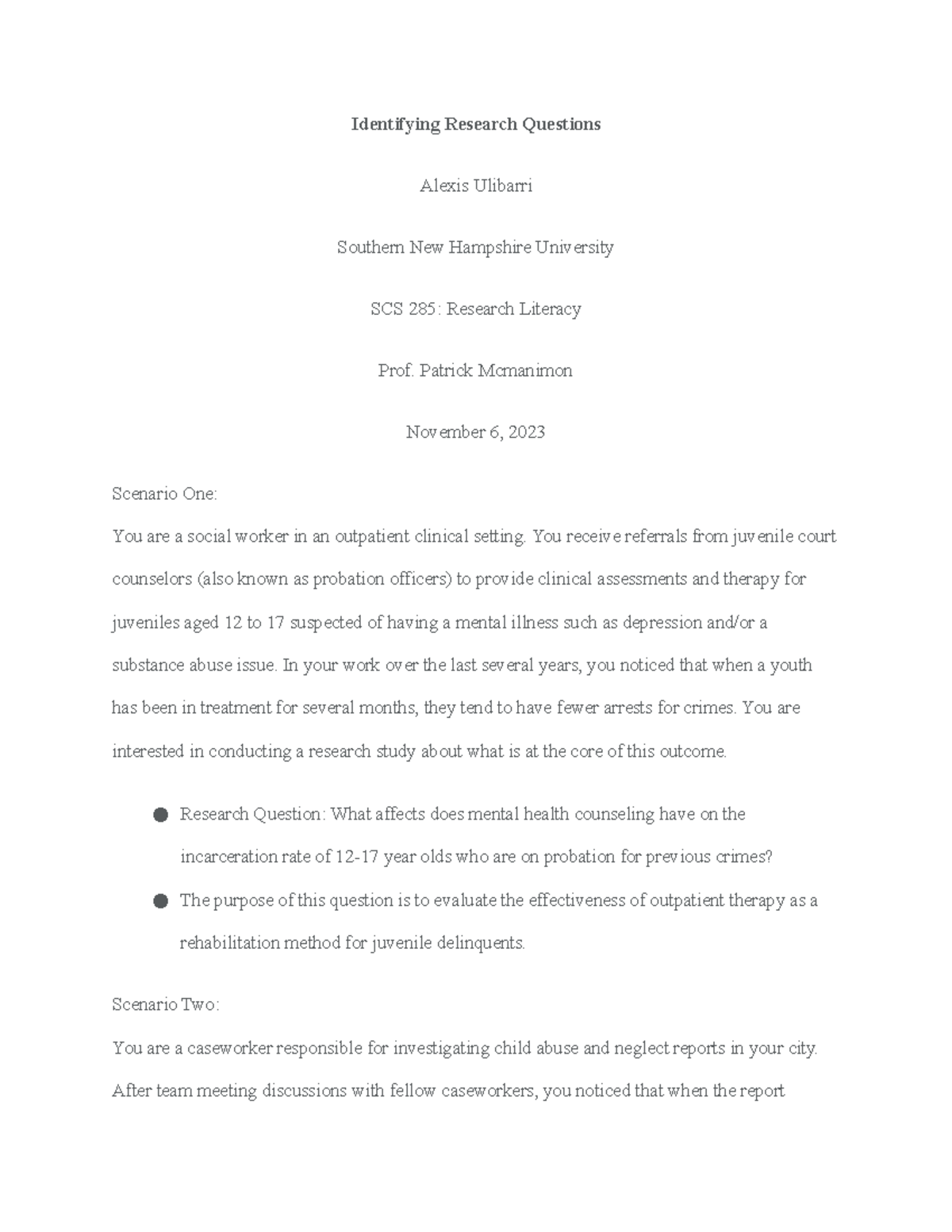 Identifying Research Questions - Identifying Research Questions Alexis ...