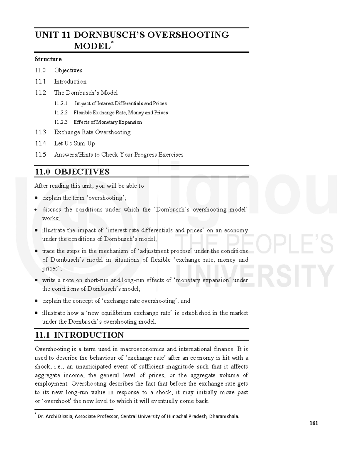 Unit-11 - File 1 File 1 - UNIT 11 DORNBUSCH’S OVERSHOOTING MODEL ...