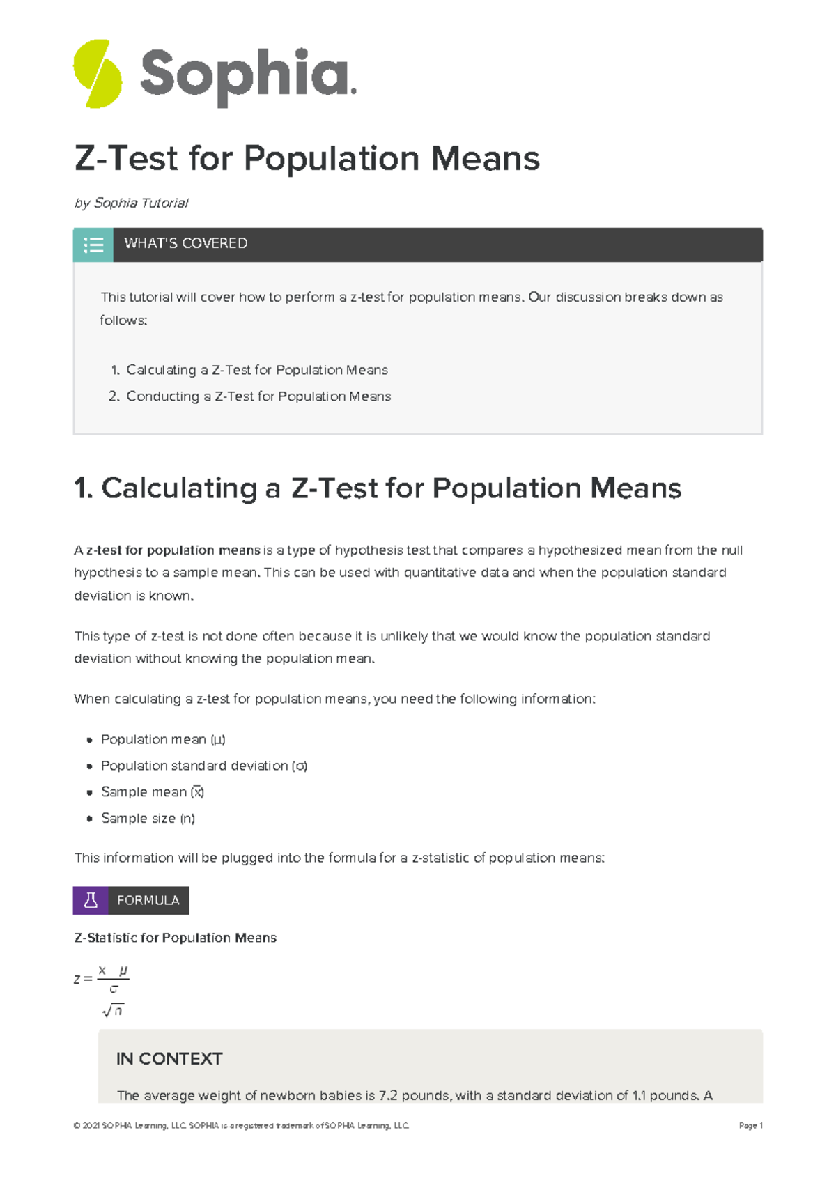 Z test for population means paper - Z-Test for Population Means by ...